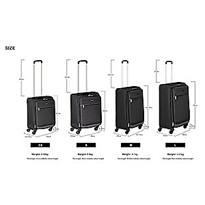 Amazon Basics 3 Piece Softside Carry-On Spinner Luggage Suitcase Set -Telescoping Handles, Black