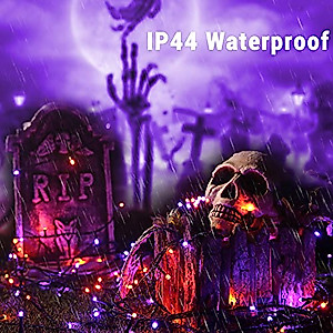 Brizled Purple & Orange Halloween Lights, 95.14ft 240 LED Halloween String Lights Connectable with Timer, 8 Modes Outdoor Halloween Lights, Plugin Mini Lights Waterproof for Outside Spooky Decoration
