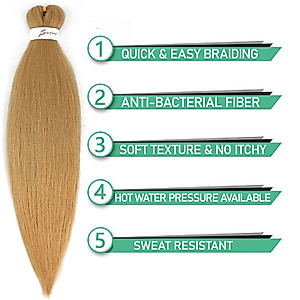 SOKU Pre Stretched Braiding Hair Extensions 24 Inch - 8 Packs Strawberry Honey Blonde Box Braids Synthetic Professional Crochet EZ Braid Neat Yaki Texture Hot Water Setting