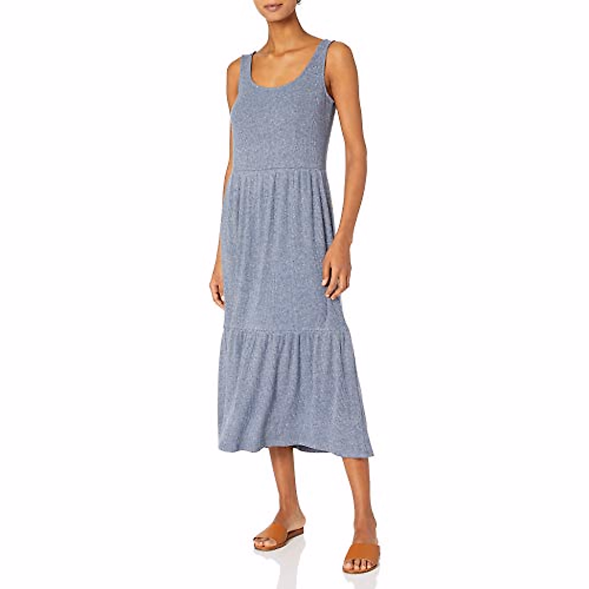 Amazon Essentials Women's Cozy Knit Rib Sleeveless Tiered Maxi Dress (Previously Daily Ritual), Blue Marl, X-Small