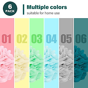 PENNIK 6 Pack Bath Sponge Shower Loofahs 60g Loofa Sponge Shower Balls, Mesh Loofahs Sponge Exfoliating Body Scrubber Bathroom Accessories for Women & Men - 6 Colors Bath Shower Loofahs Puff Pack