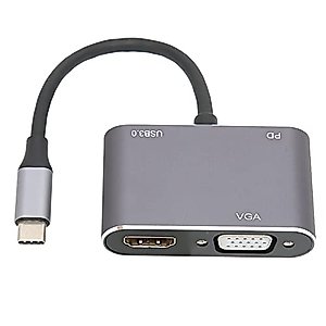 4 in 1 USB Hub 5 Gbps High Speed Transmission Multiport Adapter Hub High Definition Type C to VGA Adapter for Keyboard Mouse Laptops Phones Plug and Play
