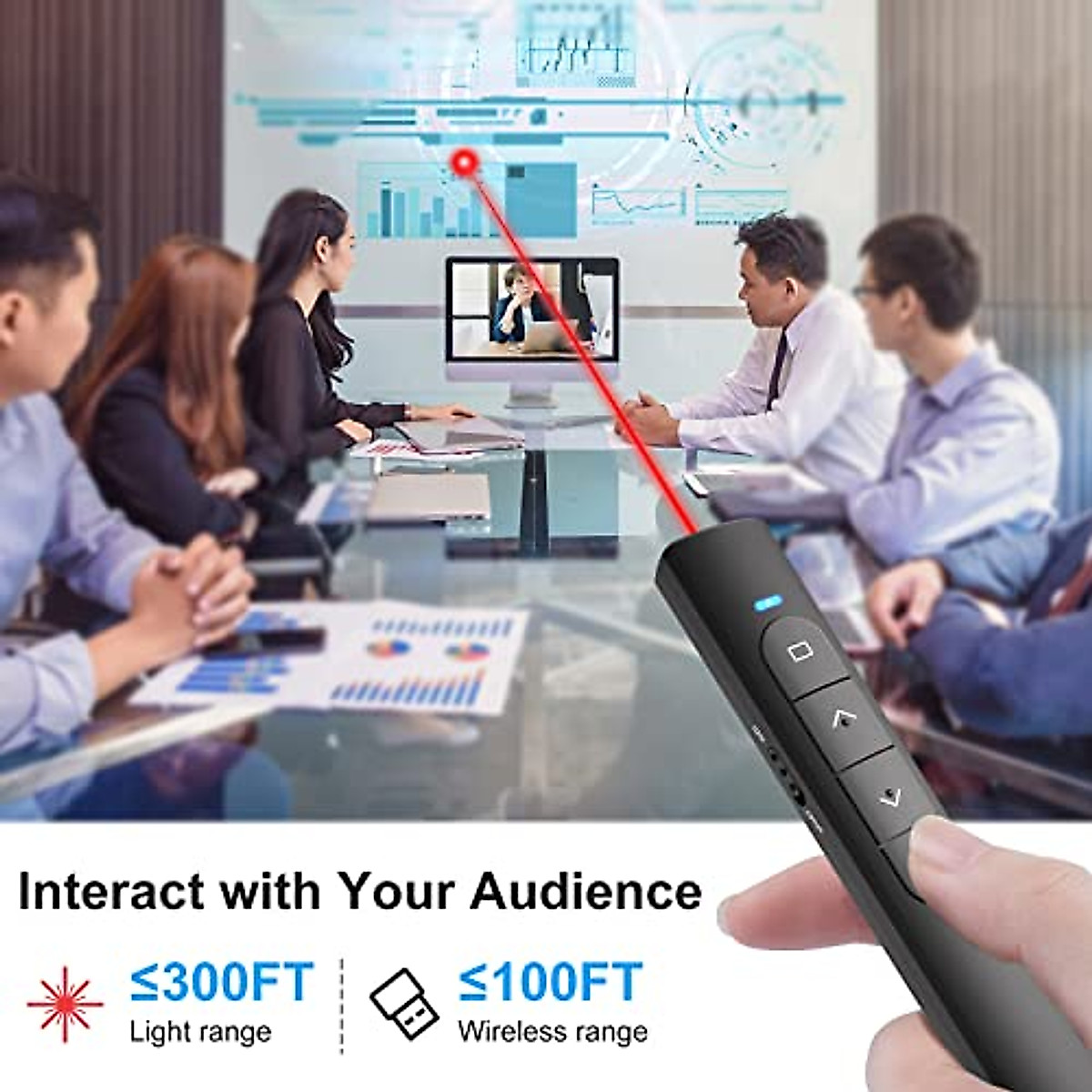 Wireless Presenter Remote, USB-A Presentation Clicker for PowerPoint Presentations Pointer, Google Slide Advancer Projector Smart Board Slideshow PPT Clicker for Mac/Computer/Laptop/Office