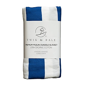 TWIG & BALE Durham North Carolina Duke Baby Blanket Organic Cotton Muslin Swaddle Blanket - 47" x 43" - Fans of Duke Baby Gift for Boys Girls Newborn Receiving Blanket