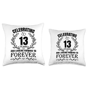Funny Matching Best Couples Husband Wife Gifts Cute 13th Wedding Anniversary for Couples Married 13 Year Throw Pillow, 18x18, Multicolor