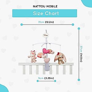 Nattou Mobile with Music Box Nina, Jade, & Lili - Gentle Lullaby La-Le-Lu, 37 X 31 X 9 cm, Pink