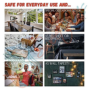 India Arts Cotton Floral Tie Dye Tablecloth Rectangle Red Tan Kitchen Dining Linen