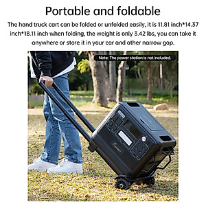Generic FOSSiBOT F2400 Foldable Cart Hand Truck 3 Level Adjustable Handle with 2 Dual Ball Bearing Wheels for Portable Power Station Moving