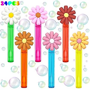 uoyoi Groovy Party Favors,24Pcs Retro Hippie Daisy Bubble Wand for Groovy Birthday Party Supplies,Classroom Prizes Pinata Goodie Bag Stuffers Gifts