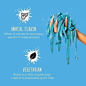 SOUR STRIPS Raspberry Flavored Sour Candy Strips, Deliciously Sour Chewy Candy Belts, Vegan Friendly Candies, 12 Strips per Pack, 2 Pack