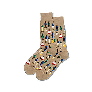 Hot Sox Men's Fun Outdoors Crew Socks-1 Pair Pack-Cool & Funny Gifts, Fishing Lures (Hemp), Shoe Size: 6-12