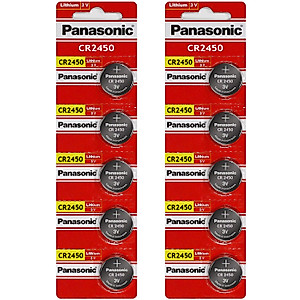 Panasonic CR2450 Battery, Lithium, 3 Volt (Nom.), 620 mA, Coin Cell