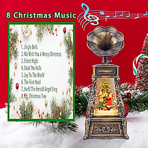 Christmas Snow Globes Musical Snow Globe Water Lantern Swirling Glitter Phonograph with Christmas Tree Kids Snow Globe Lantern Lighted 6H Timer USB Battery Operated Snowglobe Home Christmas Decoration