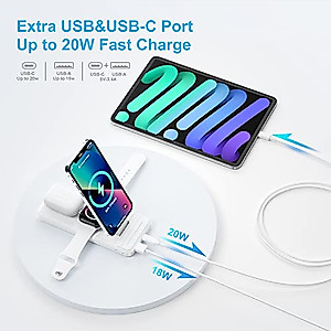 10000mAh for MagSafe Battery Pack, 5 in 1 Foldable Mag Safe Charger Stand for Apple iPhone 14 13 12 Pro Max Plus Mini, Apple Watch, AirPods, Compact Apple Travel Charger for MagSafe Charging