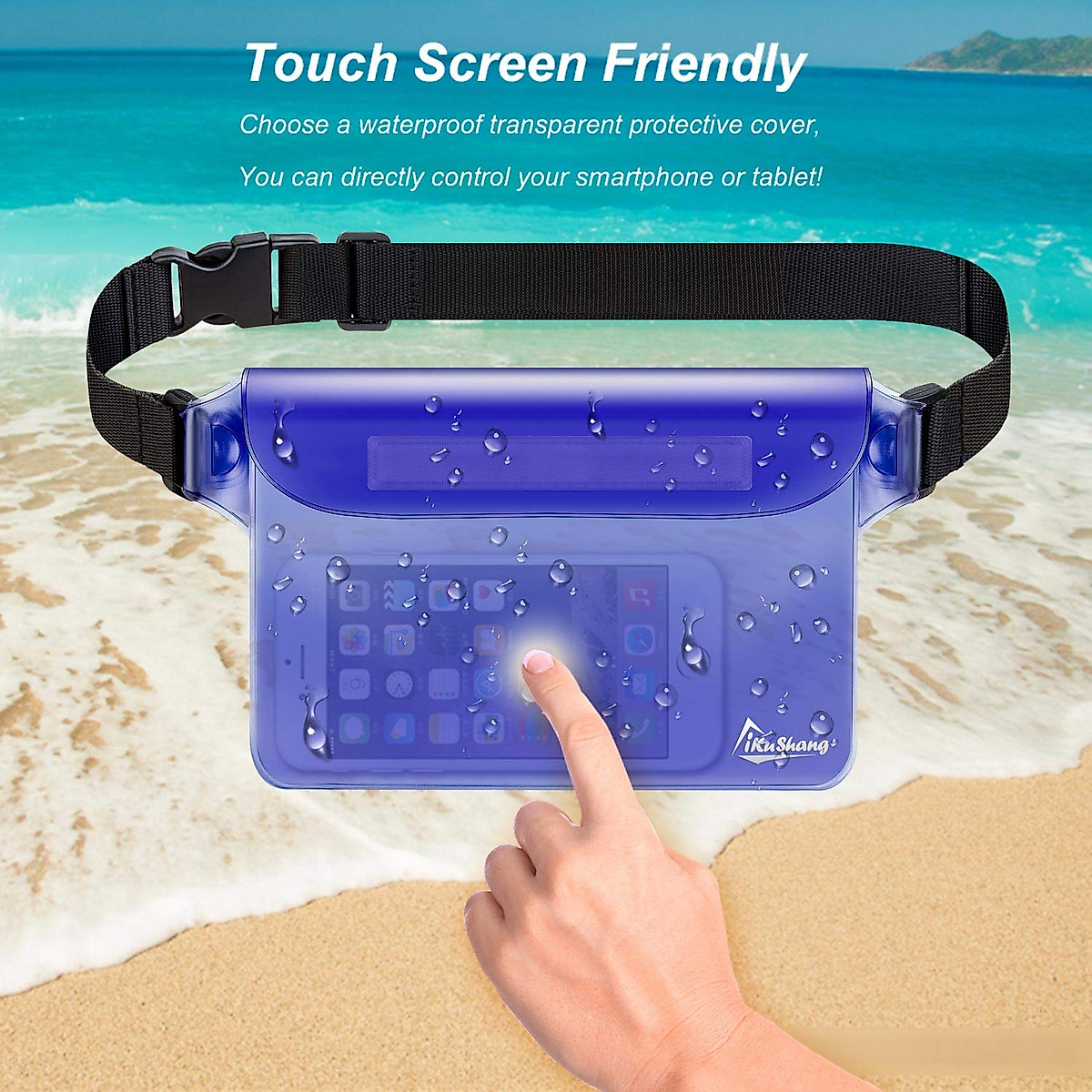 Waterproof pouch Waterproof Waist Pouch 2-Pack Waterproof Fanny Pack Beach Accessories Safe & Dry for Boating Swimming fishing Kayaking Snorkeling Beach Keep Your Phone and Valuables Dry
