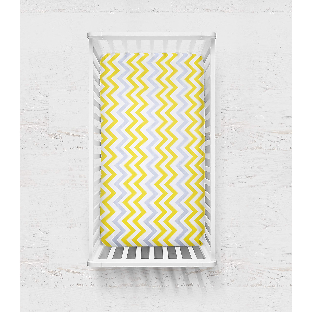 Pam Grace Creations 3 Piece Sunshine Yellow and Gray Chevron Crib Bedding Set