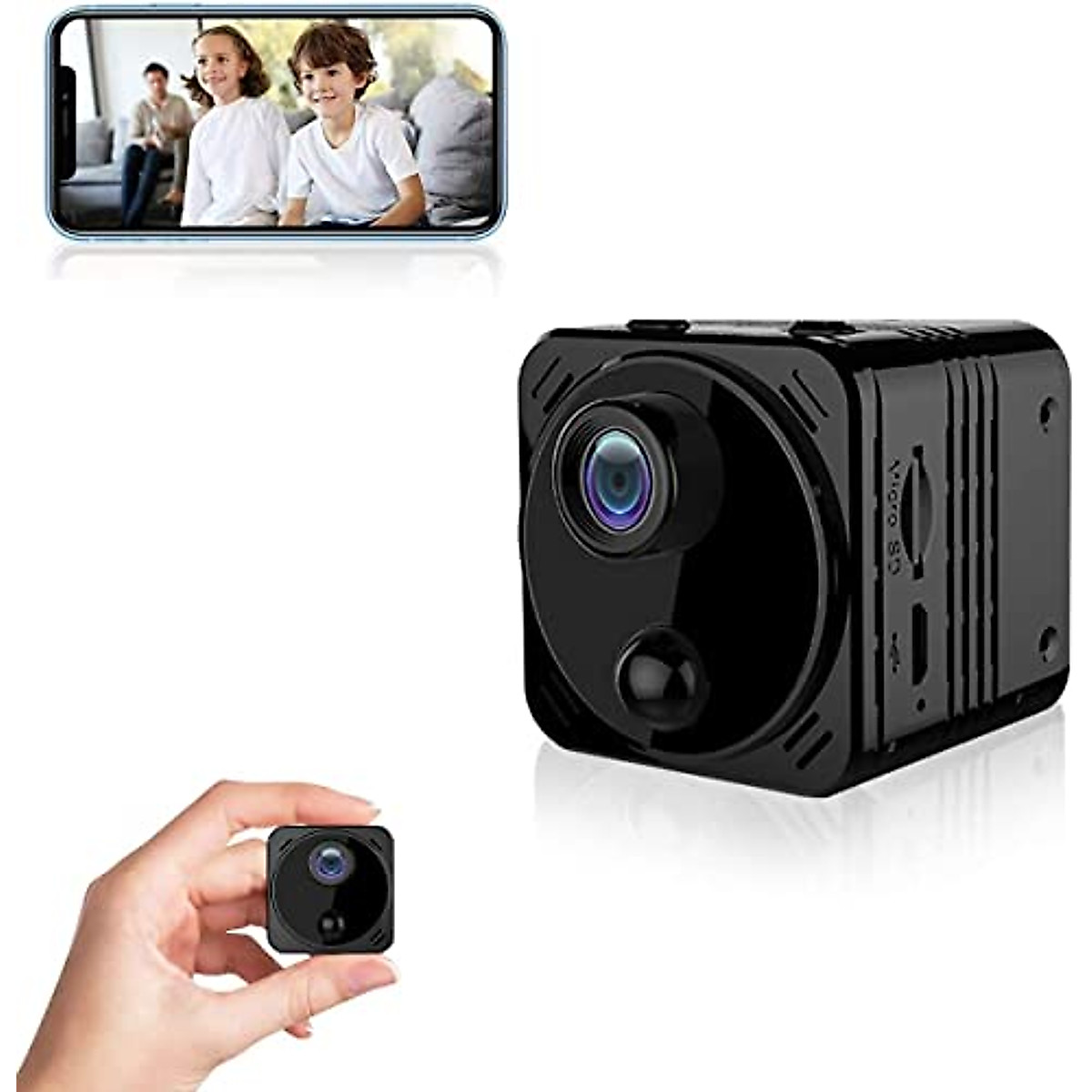 4K HD Spy Camera Wireless Hidden Camera WiFi Long Battery Life Mini Real-time Remote View Mini Convert Camera with Phone APP Night Vision Motion Sensor Security Surveillance Cam for Car