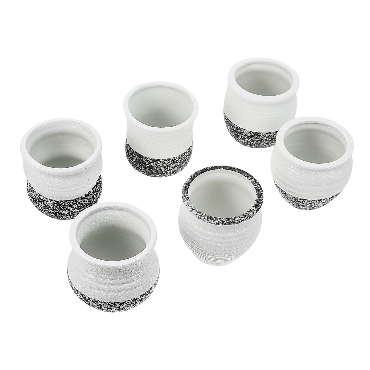 Yardenfun 6pcs White Planter Succulents Ceramic Office Adorable Flowers Containers Black Outdoor Glazed Garden for Porcelain Bonsai Balcony Nursery Pots with Tiny Mini Gardening