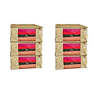 ANKIT INTERNATIONAL Non Woven Saree Cover Storage Bags for Clothes/Cloth storage bag | (PACK OF 6)
