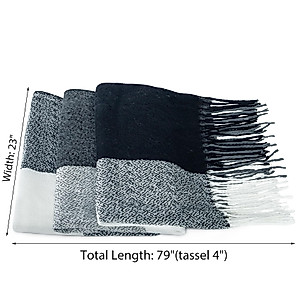 Loritta Womens Scarf Fashion Long Plaid Shawls Wraps Big Grid Winter Warm Lattice Large Scarves Gifts, Dark Grey White Lattice