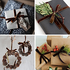 BokingOne Brown Velvet Ribbon, 3/8 Inch X 30Yds Single Face Velvet Ribbon for Gift Wrapping, Christmas Wrapping Bows, Wedding Decor, Home Decorating, DIY Crafts Decor