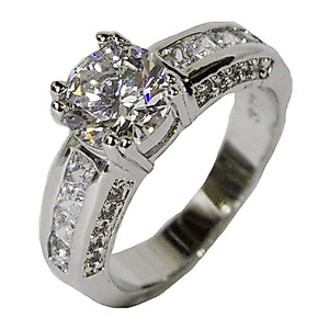 RS Covenant Women's Rhodium Plated Dress Ring Engagement Style Round Cut CZ 037 (6)