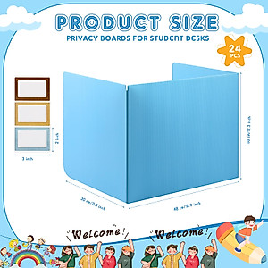 Patelai Privacy Folders, Privacy Boards for Student Desks, Classroom Privacy Folders with Labels, Test Dividers Trifold Board Desk Privacy Panel for School Students Teachers Office(24 Pcs)