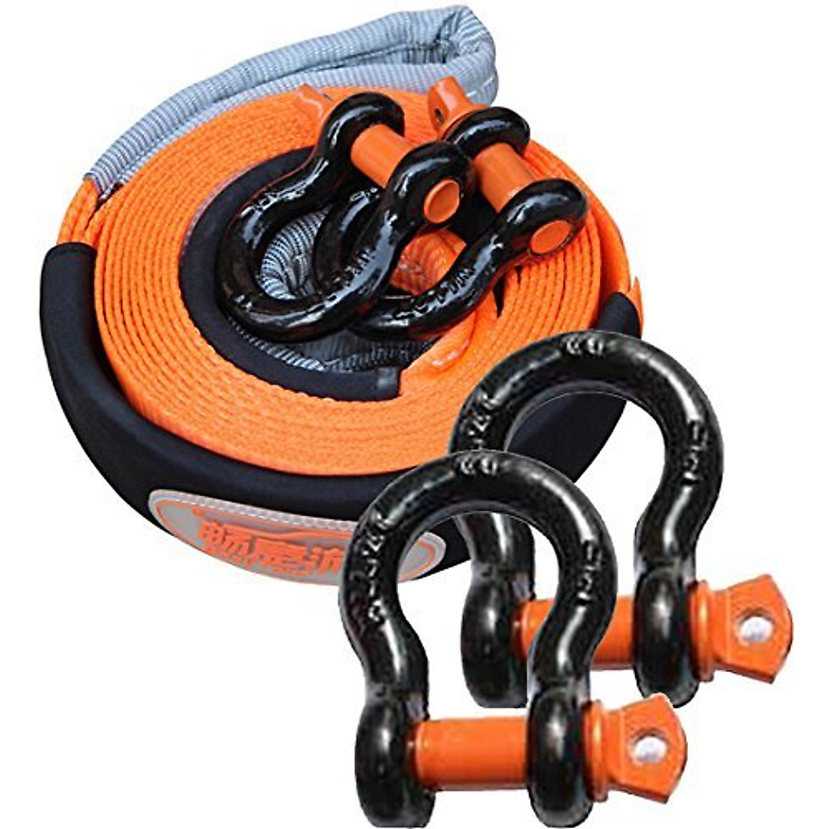 15 ft x 2.5 in Tow Straps Kit,Warmword Tow Straps Heavy Duty with D Ring and Loops,11,000lbs Recovery Straps