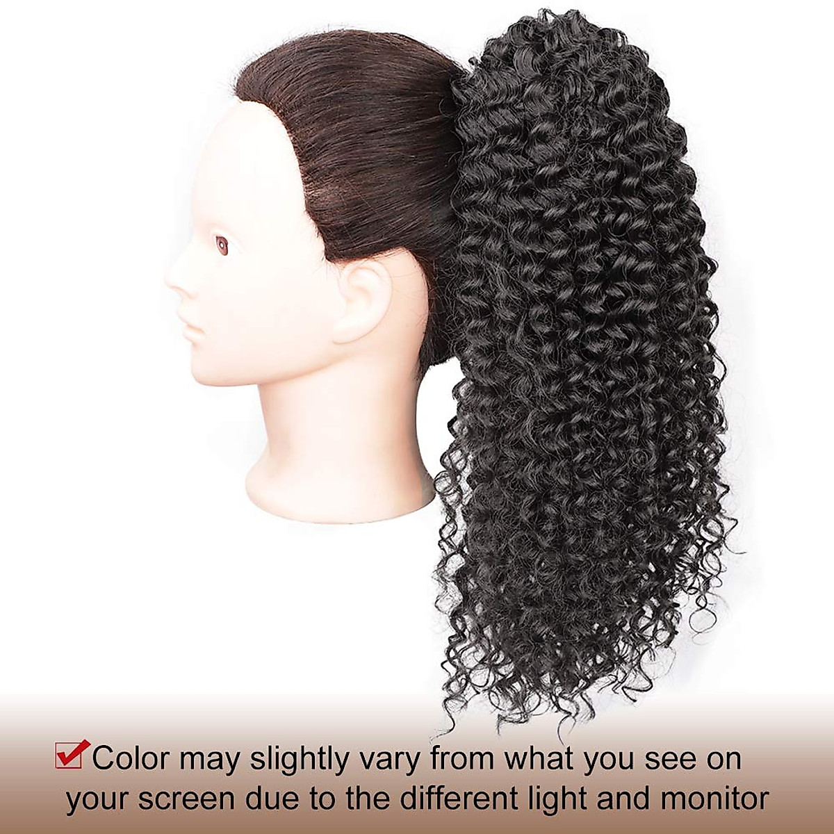 Vigorous Drawstring Curly Ponytail Extension for African Women Short Afro Kinky Ponytail Extension.(1B)