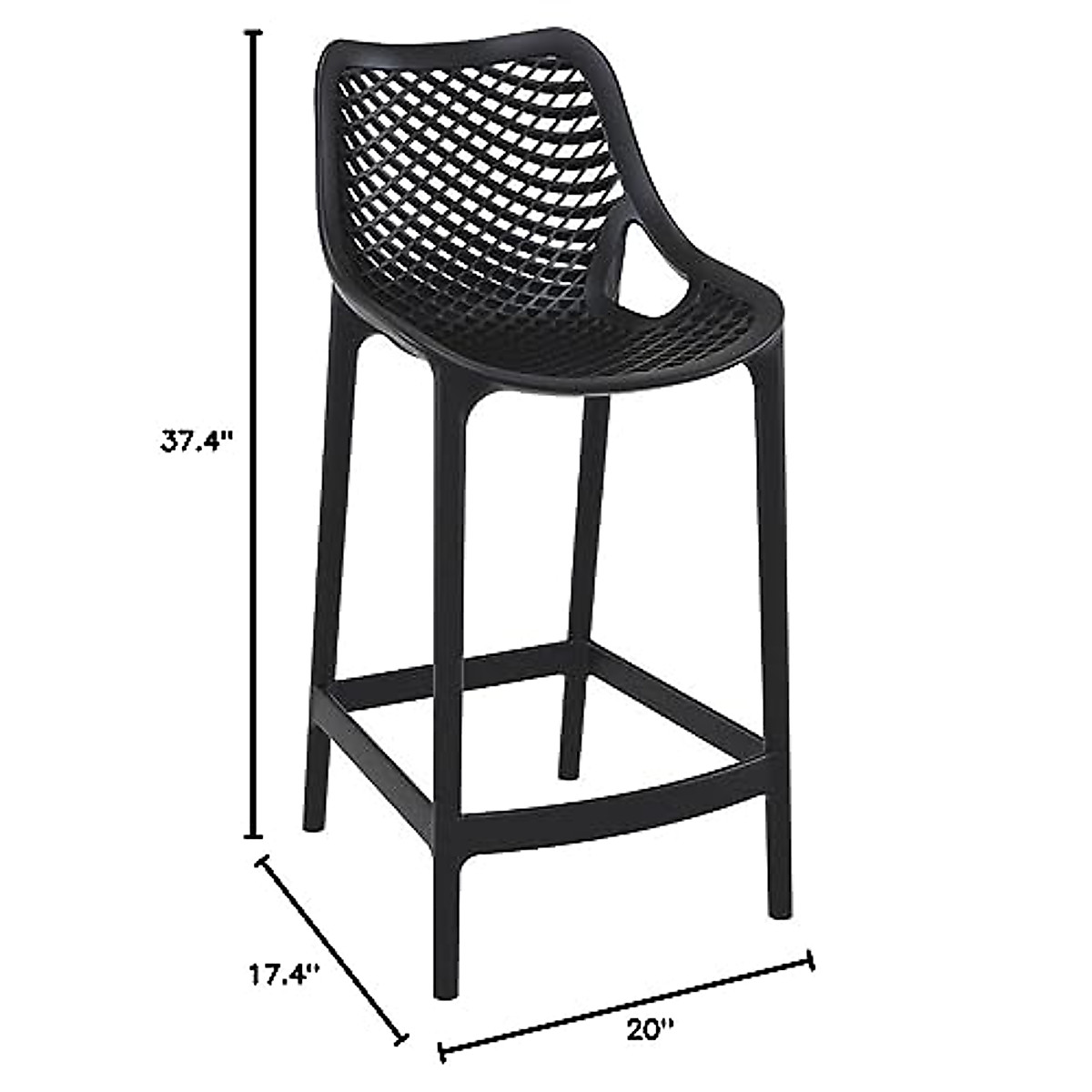 Compamia Air Patio Counter Stool in Black (Set of 2)