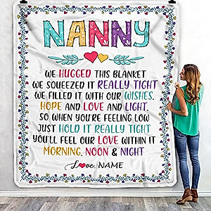 CenturyTee Personalized Nanny Blanket from Kids We Hugged This Blanket Nanny Birthday Mothers Day Christmas Customized Gifts Fleece Blanket (60 x 80 Inches - Adult Size)
