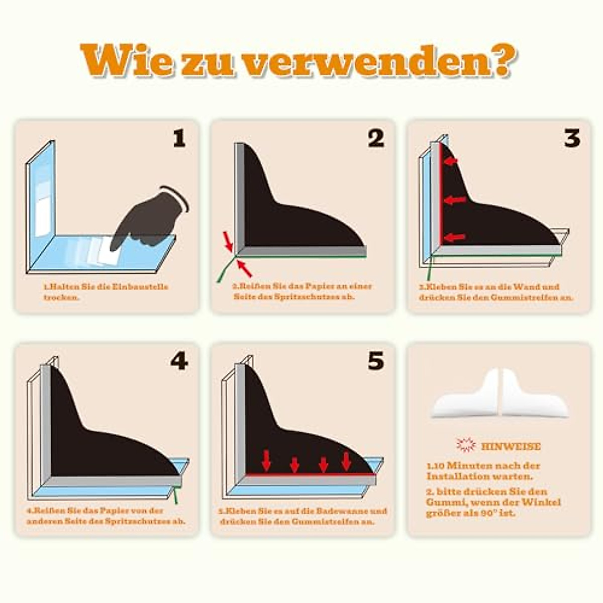 Honitra 2Pcs Shower Splash Guard, Self- Adhesive Transparent Shower Water Guard, Bath Corner Water Splash Guard to Keep Water in Shower, Tub Splash Guard