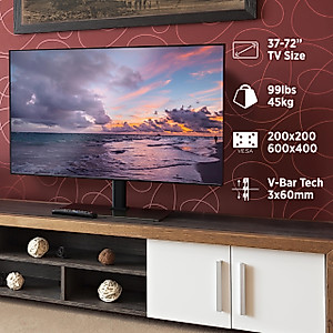 ProMounts Universal Swivel Table TOP TV Stand, Height-Adjustable Bracket for 37-72 Inch LED LCD OLED Plasma Flat and Curved TV Screens Holds Up to 99 lbs, Max VESA 600x400