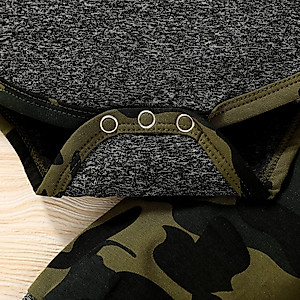 Newborn Baby Boy Fall Clothes Infant Plaid Long Sleeve Button Romper and Pants Set Winter Outfits 0-18 Months (Baby Camouflage Outfits, 3-6 Months)