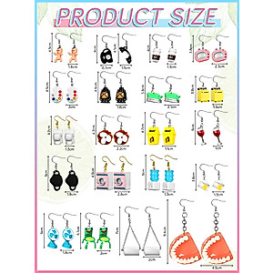Hicarer 20 Pairs Cute Weird Earrings Funny Dangle Drop Earrings for Women Girls Teen Girls Include Gummy Candy Bear Milk Goldfish Cartoon Fruits Flowers Animals for Christmas Birthday(Cool Style)