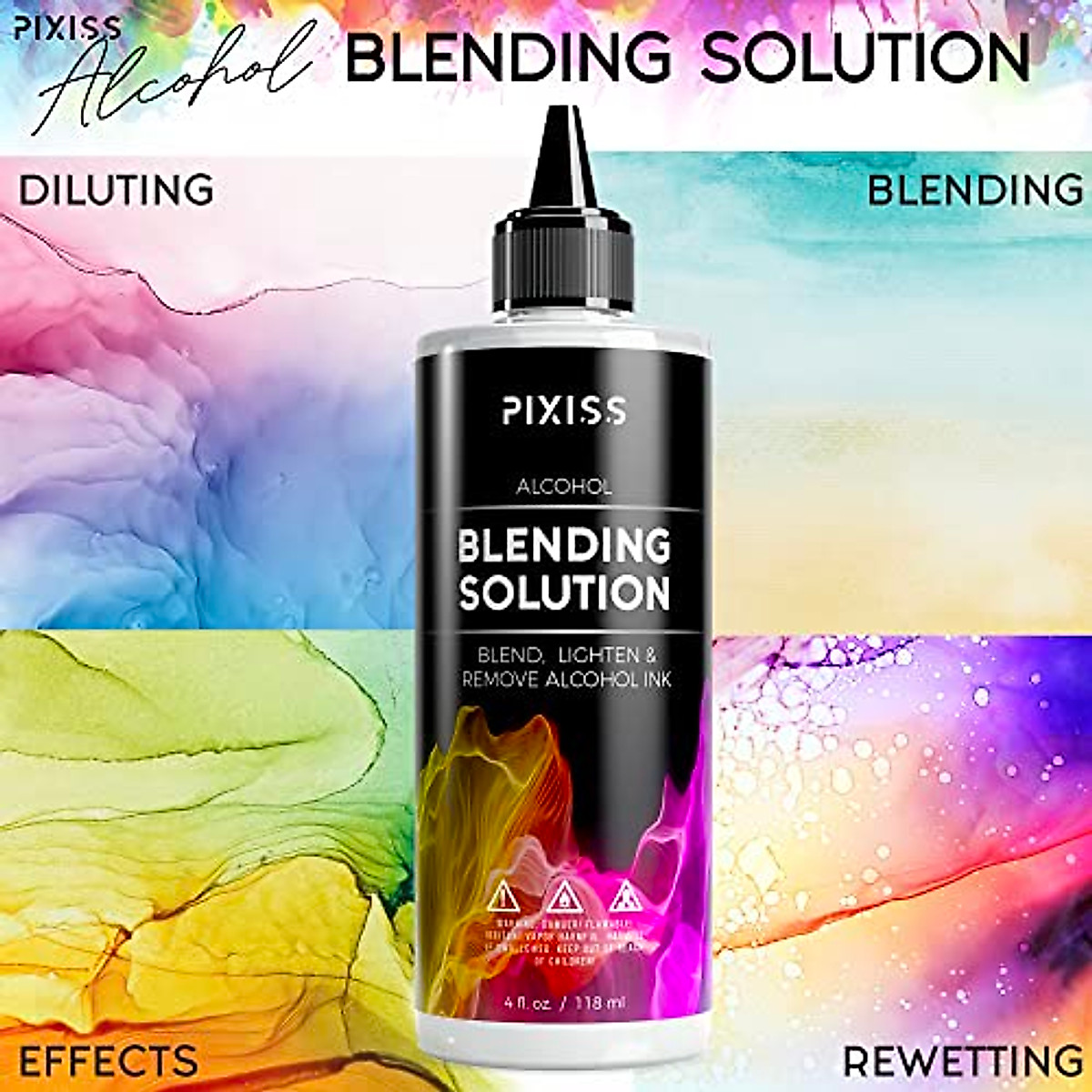 Alcohol Blending Solution for Ink - Large 4oz Ink Blending Solution - Works with All Alcohol Inks - with Applicator Tip, Applicator Bottle and Funnel