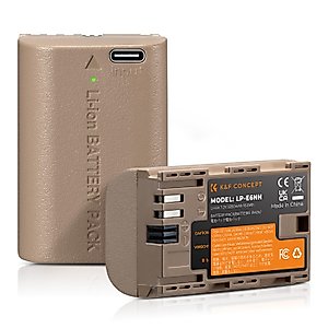 K&F Concept 2 Pack LP-E6NH Battery Replacement with Type-C Charging Port for Canon EOS 90D 80D 70D 5D Mark II III IV 5DS SR 6D 6D Mark II R5 R6 R6 II R7, 2250mAh