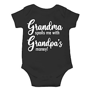 CBTwear Grandma Spoils Me With Grandpa's Money Baby Bodysuit Cute Newborn Clothes Unisex Humor Romper (Newborn, Black)