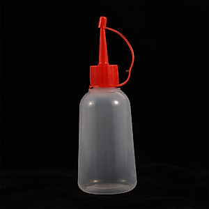 MinLia Plastic Clear Tip Applicator Bottle Squeeze Bottle, Refillable Storage Bottle with Cap Kitchen Supplies Gadget(red)