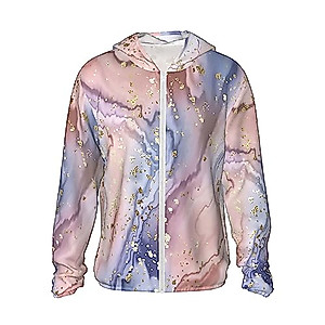 Alcohol Ink Painting Marble Sun Protection Outdoor Full Zip Hoodie Long Sun Shirts