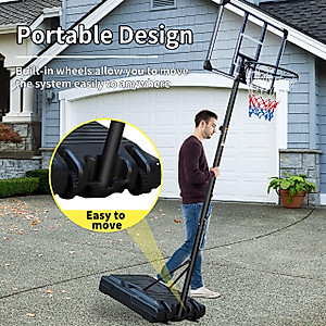 Rakon Portable Basketball Hoops & Goals Basketball System with 35.4 Inch Backboard, Height Adjustable 6.2ft -8.5ft for Adult Youth Teenagers Indoor Outdoor Use