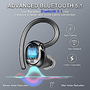 Wireless Earbud, Sport Bluetooth 5.1 Headphones Wireless Earphones in Ear Noise Cancelling Bluetooth Earbud with Mic, IP7 Waterproof 48H Deep Bass Sports Earhooks Headset for Running Gym[2022 New]