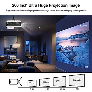 WIKISH 6500L Outdoor LCD Projector Full HD 200" Display Home Theater Movie Projector Zoom Gaming for Smart Phone Dvd Hdmi Usb Av Tv Stick Laptop Ps4