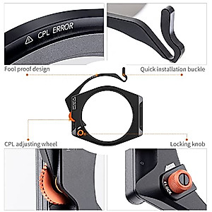 K&F Concept X PRO Square Filter Holder System Kit (Filter Holder + 95mm Circular Polarizer + Square ND1000 Filter + ND8 + ND64 + 4 Filter Adapter Rings) for Camera Lens