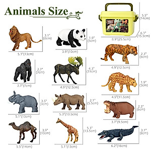 Safari Animal Toys Figures, 12 PCS Realistic Jumbo Wild Jungle Animals Figurines, Large African Zoo Animal Playset with Lion,Elephant,Giraffe, Plastic Animal Learning Toys for Kids Toddlers Boys