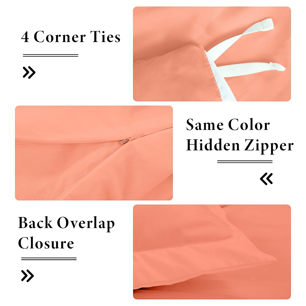 ROYALE LINENS Coral Duvet Cover King Size - 3 Piece Bedding Comforter Covers - Zipper Closure - 1 King Duvet Cover 104x90 inches and 2 Pillow Shams - No Comforter Included