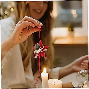 HOOTNEE Christmas Bell Ornament Felt Stars for Crafts Office Pine Tree Decor Pine Wood Country Decor red Felt 1Pc