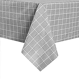 Obstal 100% Waterproof PVC Table Cloth, Oil-Proof Spill-Proof Vinyl Rectangle Tablecloth, Wipeable Table Cover for Outdoor and Indoor Use, 54x54 Inch, Grey Checkered Pattern