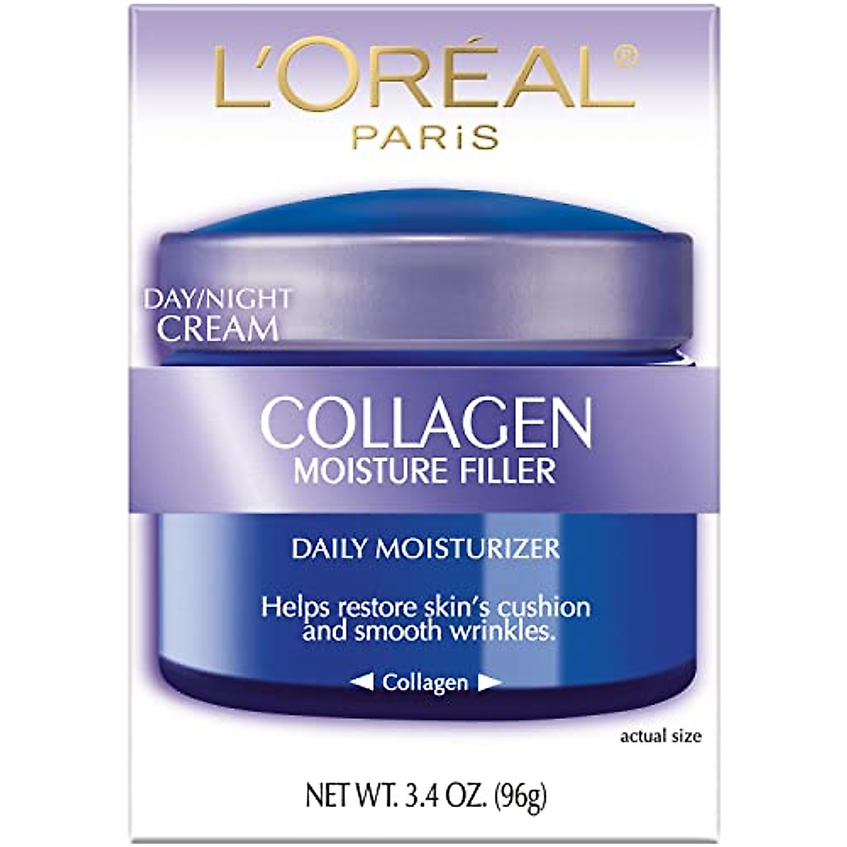 L'Oreal Paris Collagen Daily Face Moisturizer, Reduce Wrinkles, Face Cream 3.4 oz