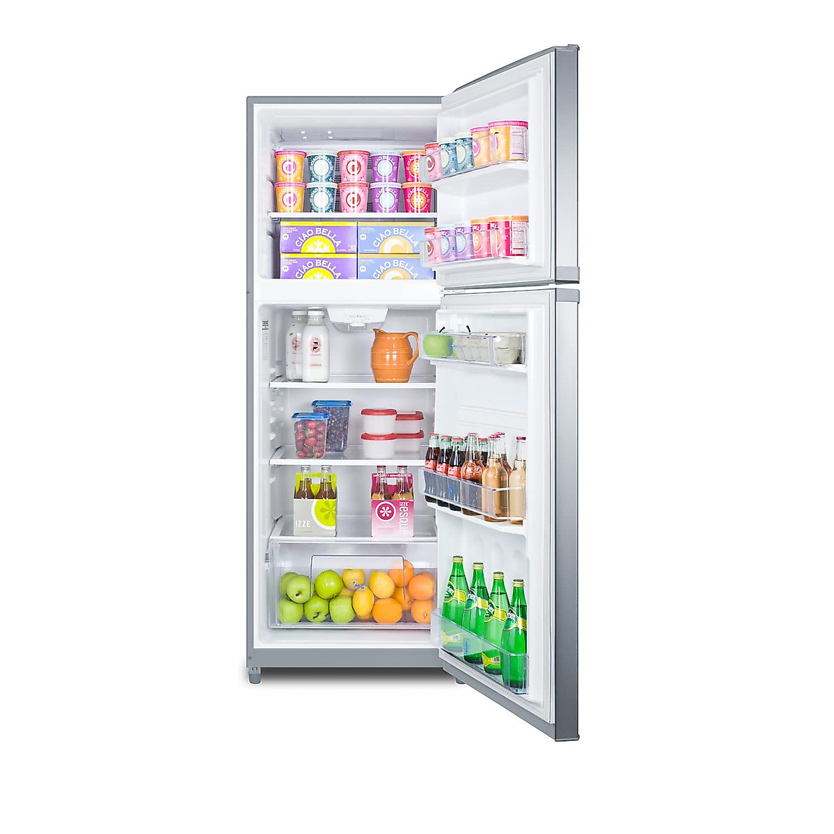 Summit FF1427W 26 Top Freezer Refrigerator with 12.9 cu. ft. Capacity Adjustable Glass Shelves Reversible Doors Interior Light in White
